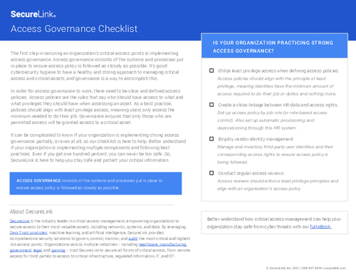 Access Governance Checklist - FFIEC BankInfoSecurity