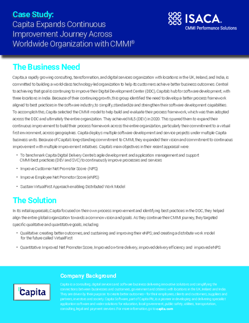 Case Study: Capita Expands Continuous Improvement Journey Across Worldwide Organization with CMMI