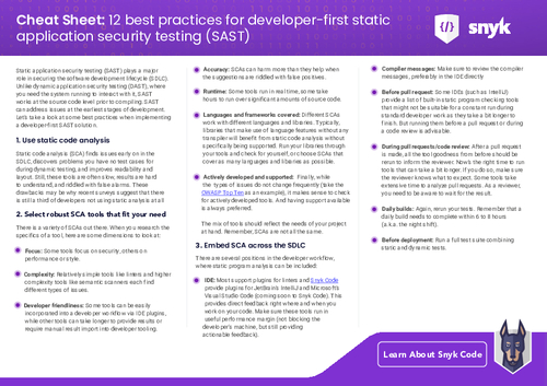 Cheat Sheet: 12 best practices for developer-first static application ...