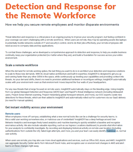 Detection and Response for the Remote Workforce