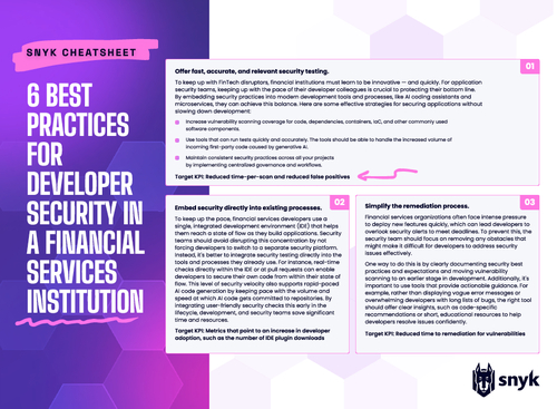 Developer Security Best Practices for FinServ