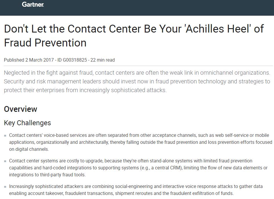 Gartner: Secure Your Contact Center Against Fraud