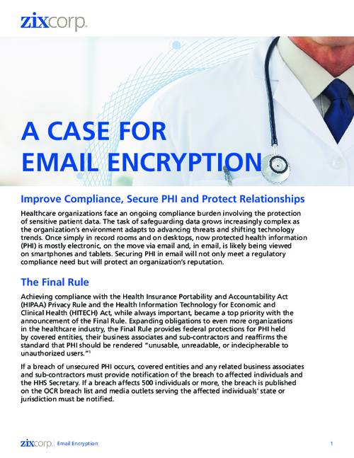 Email Encryption for Healthcare: Improve HIPAA/HITECH Compliance and ...