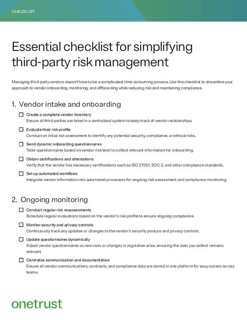 Essential checklist for simplifying third-party risk management