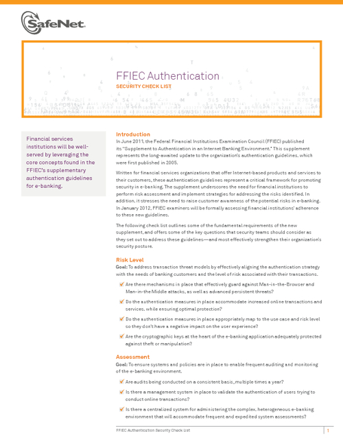 FFIEC Authentication Security Check List - BankInfoSecurity