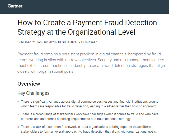 Gartner: How to Create a Payment Fraud Strategy at the Organizational Level
