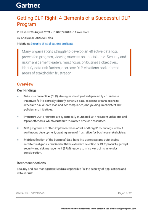 Gartner® Report: Getting DLP Right - GovInfoSecurity