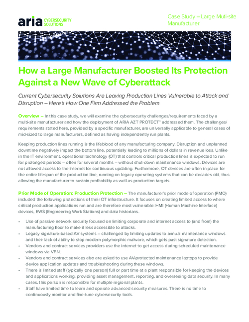 How a Large Manufacturer Boosted Its Protection Against a New Wave of ...