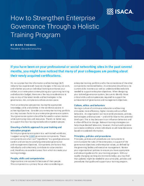 How to Strengthen Enterprise Governance Through a Holistic Training Program