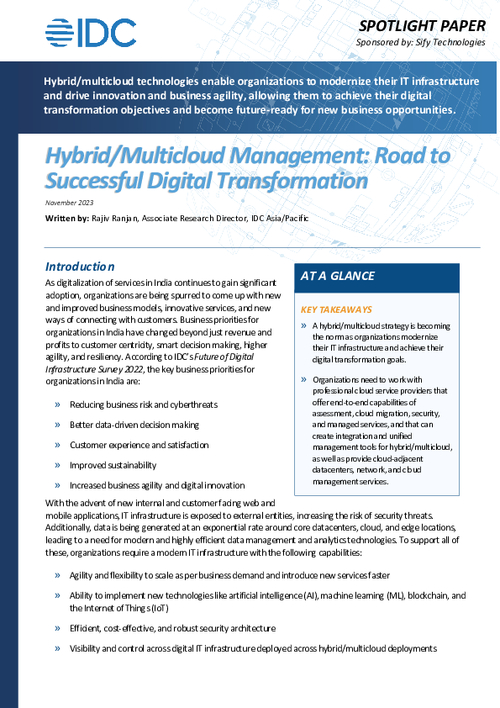 IDC Spotlight Paper I Hybrid/Multicloud Management: Road to Successful Digital Transformation