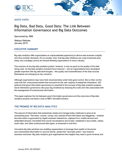 IDC Whitepaper: Big Data, Good Data, Bad Data - the Link Between ...