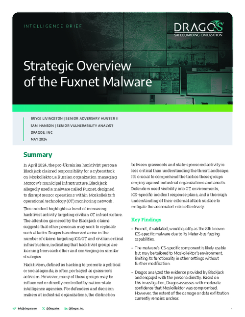 Intelligence Brief | OT Threat Intelligence Report: Fuxnet ICS Malware