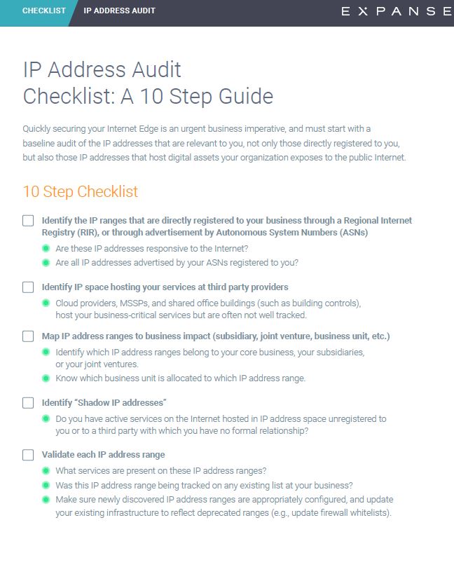 IP Address Audit Checklist: A 10 Step Guide - BankInfoSecurity