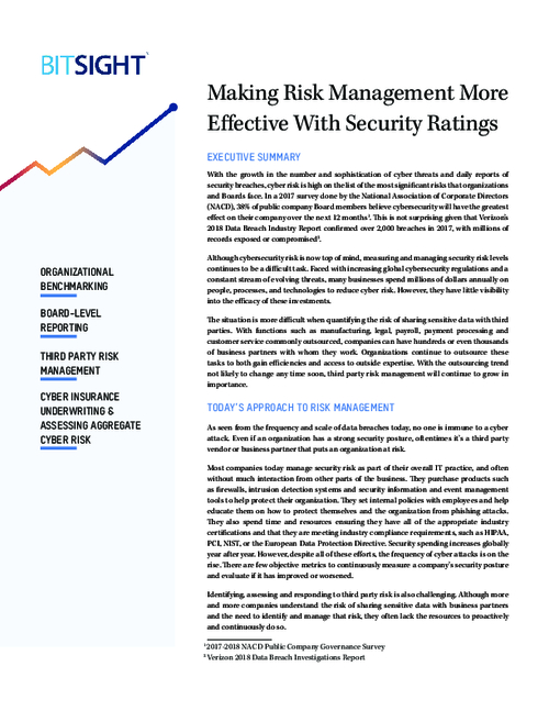 Making Risk Management More Effective with Security Ratings