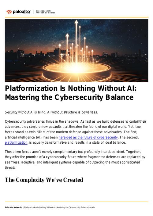 Platformization Is Nothing Without AI: Mastering the Cybersecurity Balance