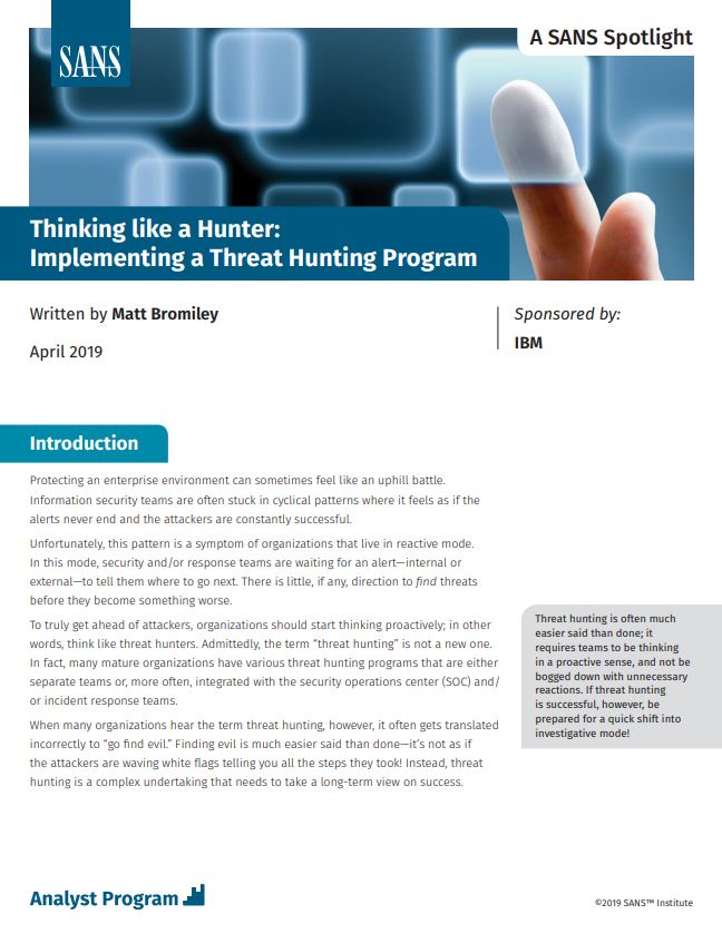 Thinking like a Hunter: Implementing a Threat Hunting Program