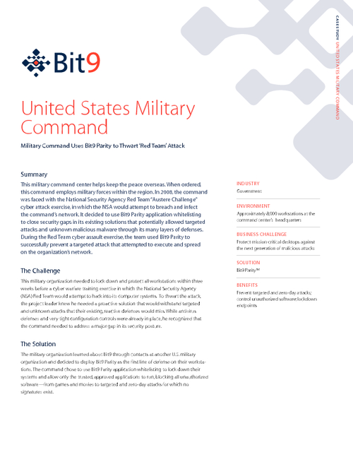 US Military Prevents Zero Day Attack with Application Whitelisting