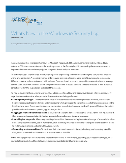 What's New in the Windows 10 Security Log - BankInfoSecurity